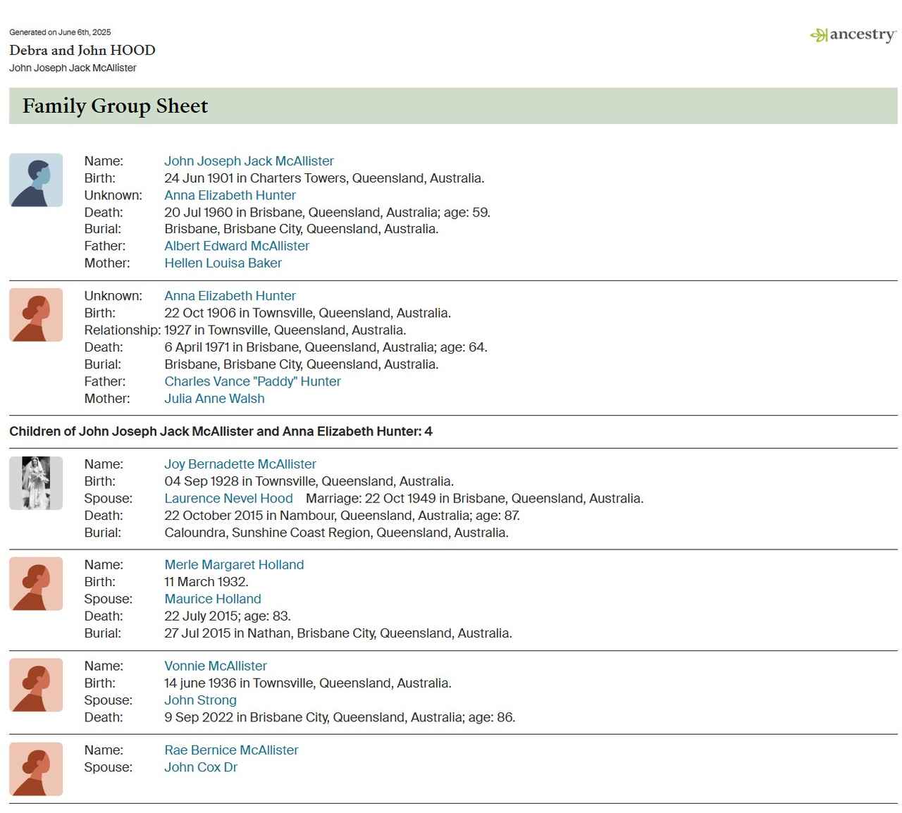 Jack McAllister and Ann Hunter m 1927 – The Tagney Hood